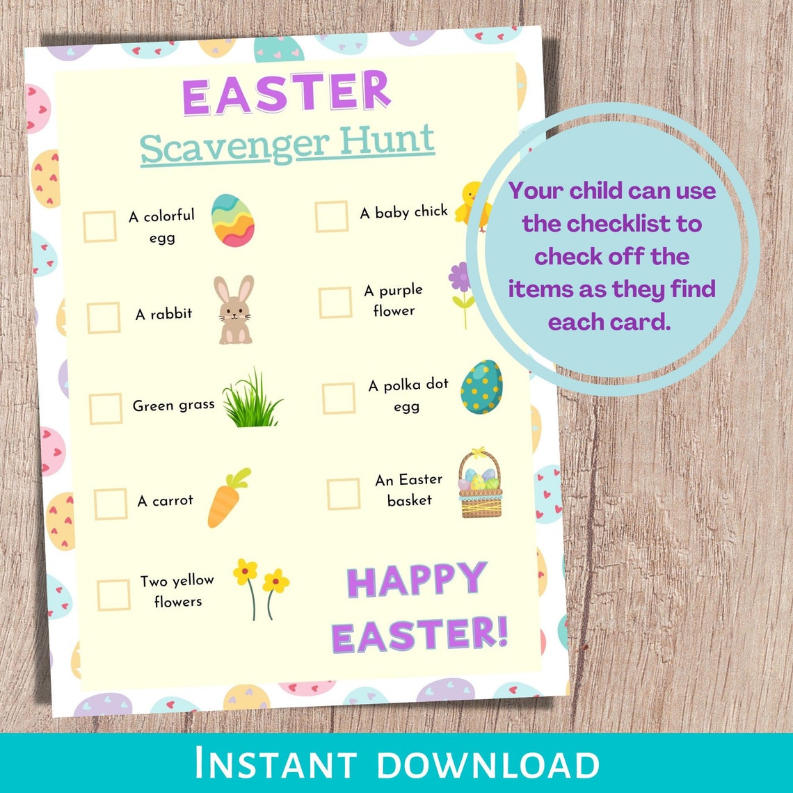 Easter Scavenger Hunt for Little Kids, Treasure Hunt, Indoor Scavenger ...