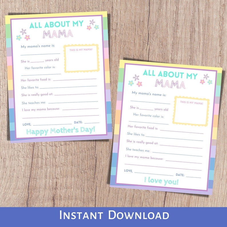 All About My Mom Printable, Printable Mother's Day Gift, Mom ...