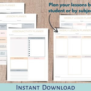 Lesson Plan Template, Homeschool Teacher Planner, Lesson Planner Printable, Weekly Planner ...