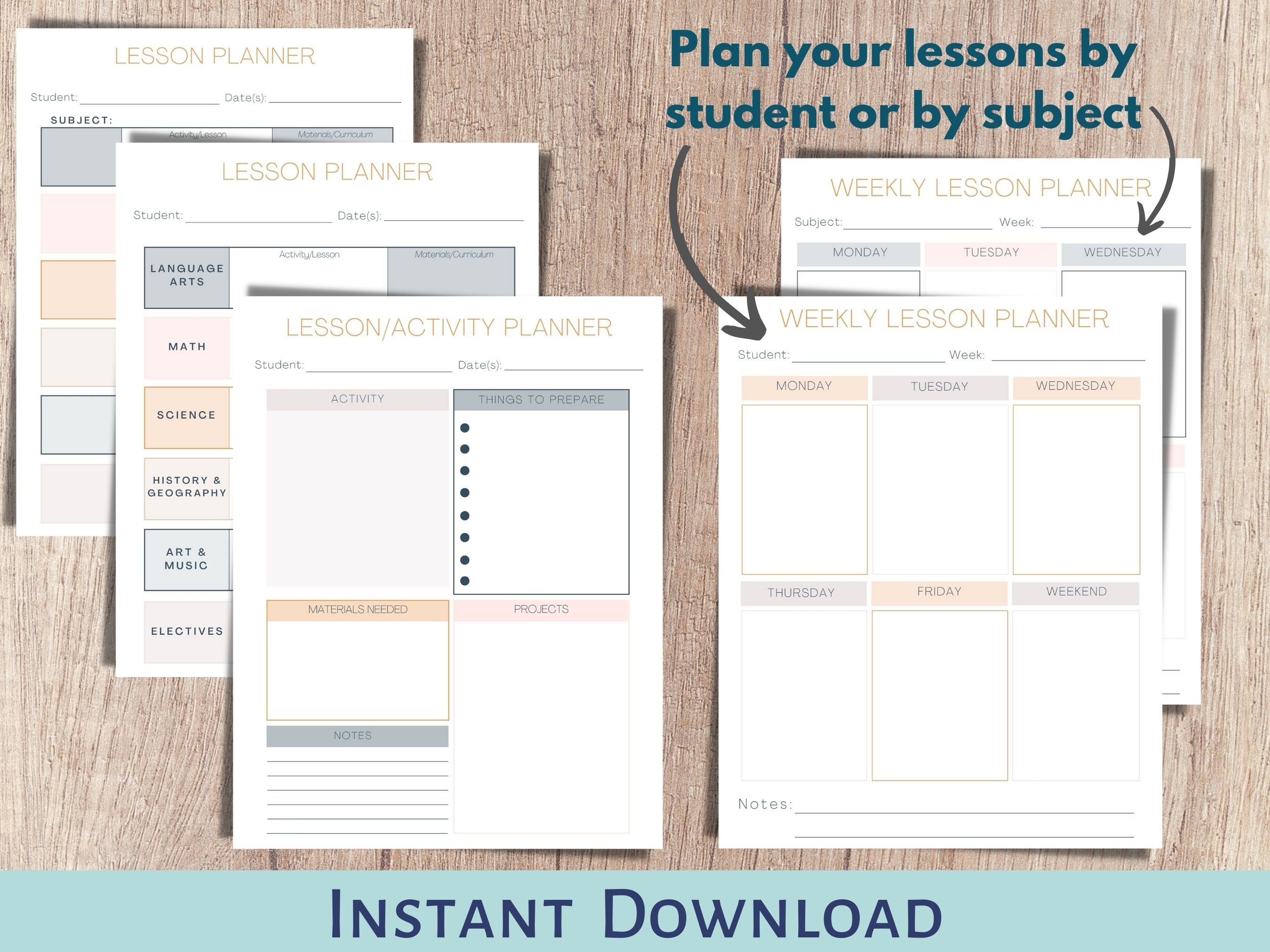 Lesson Plan Template, Homeschool Teacher Planner, Lesson Planner ...