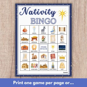 Nativity Bingo Game, Christmas Party Game, Christmas Bingo Game, Family ...