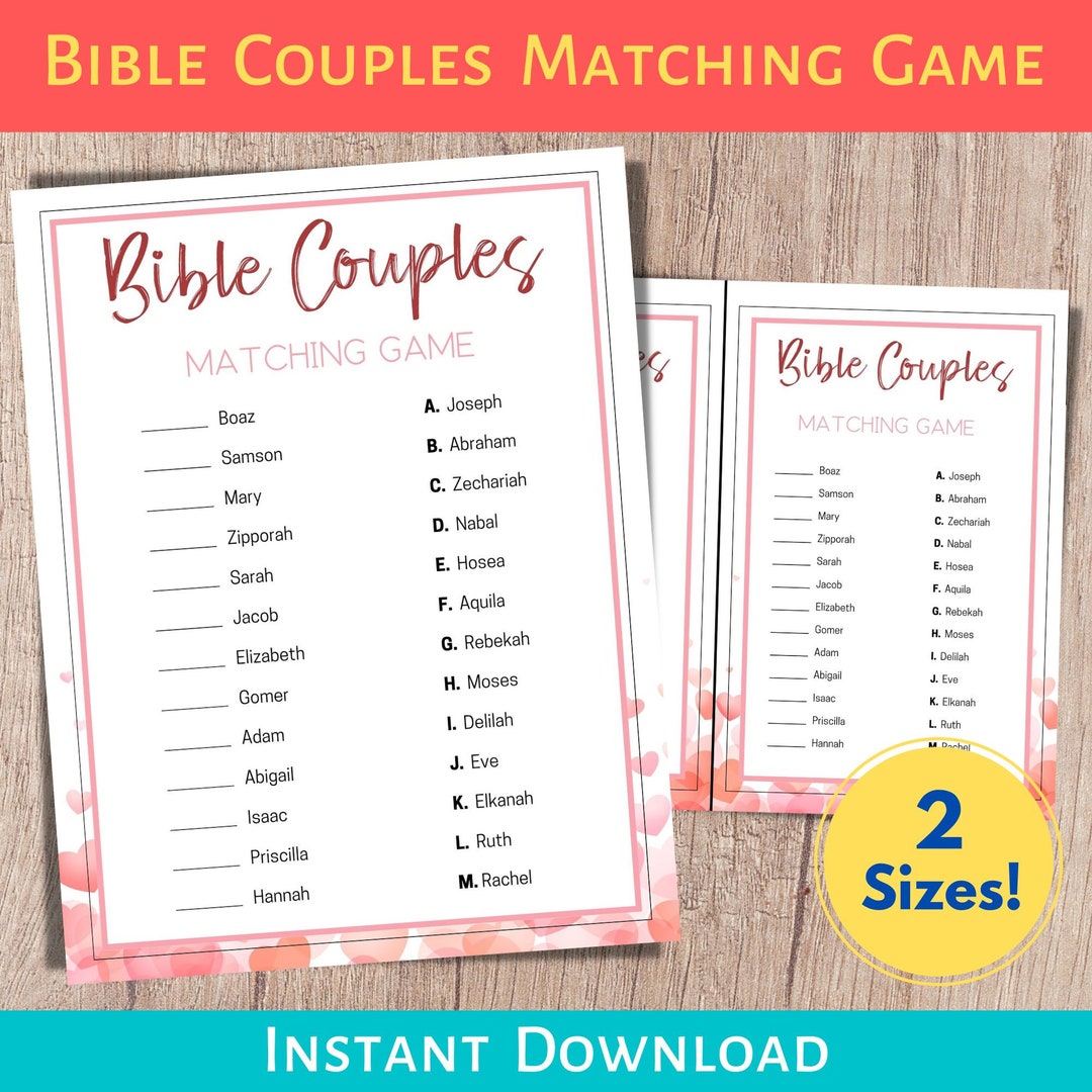 Bible Valentine Games, Bible Trivia Quiz, Bible Couples Matching Game ...