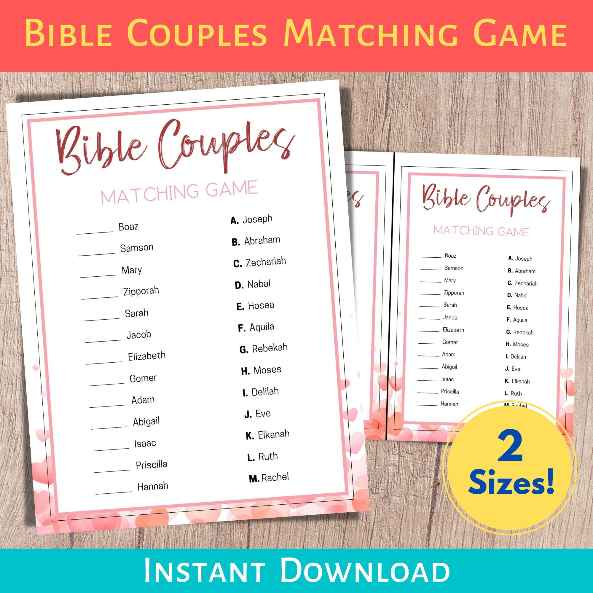 Bible Valentine Games, Bible Trivia Quiz, Bible Couples Matching Game ...