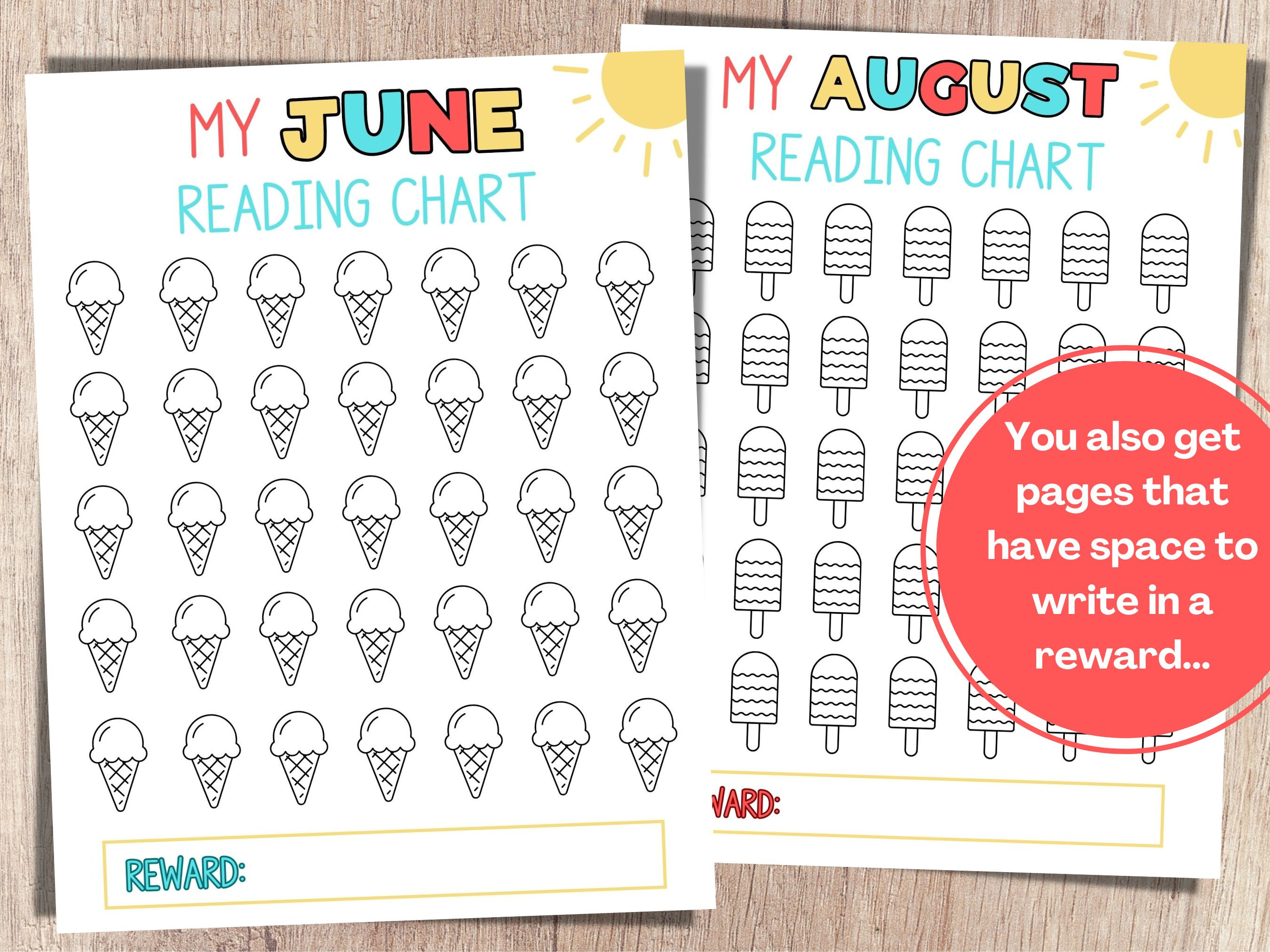 Summer Reading Chart, Summer Reading Challenge, Reading Log for Kids ...