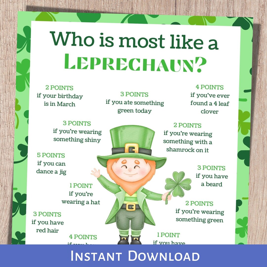 St. Patricks Day Games Printable, Who is Most Like a Leprechaun Game ...