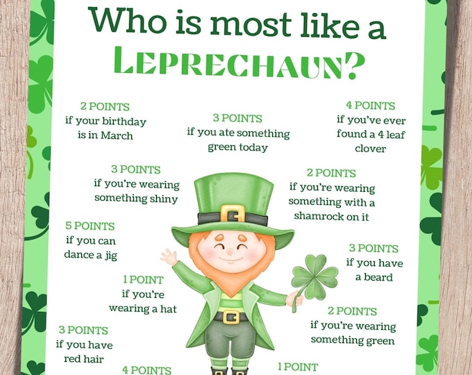 St Patrick's Day Games, Who is Most Like a Leprechaun Game, St Patricks ...