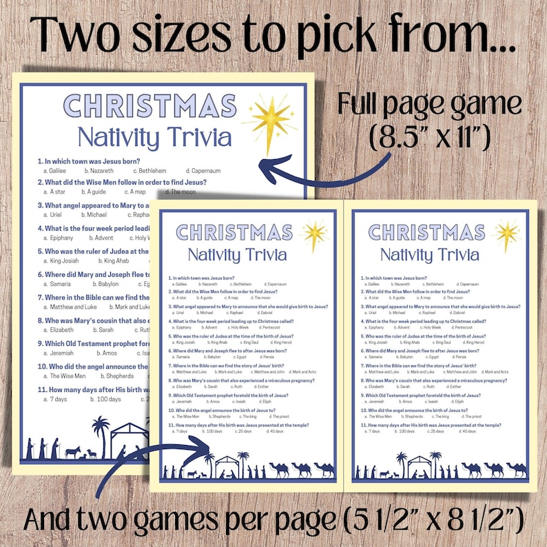 Christian Christmas Trivia, Christmas Bible Trivia, Printable Bible ...
