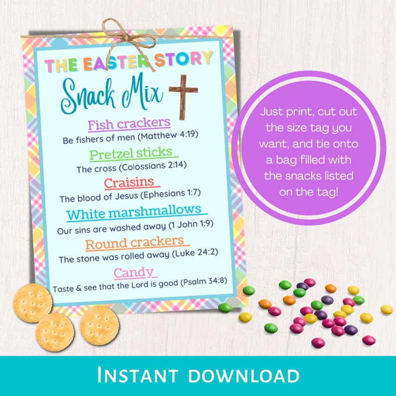 Easter Story Snack Mix Printable, Religious Easter Activities, Easter ...