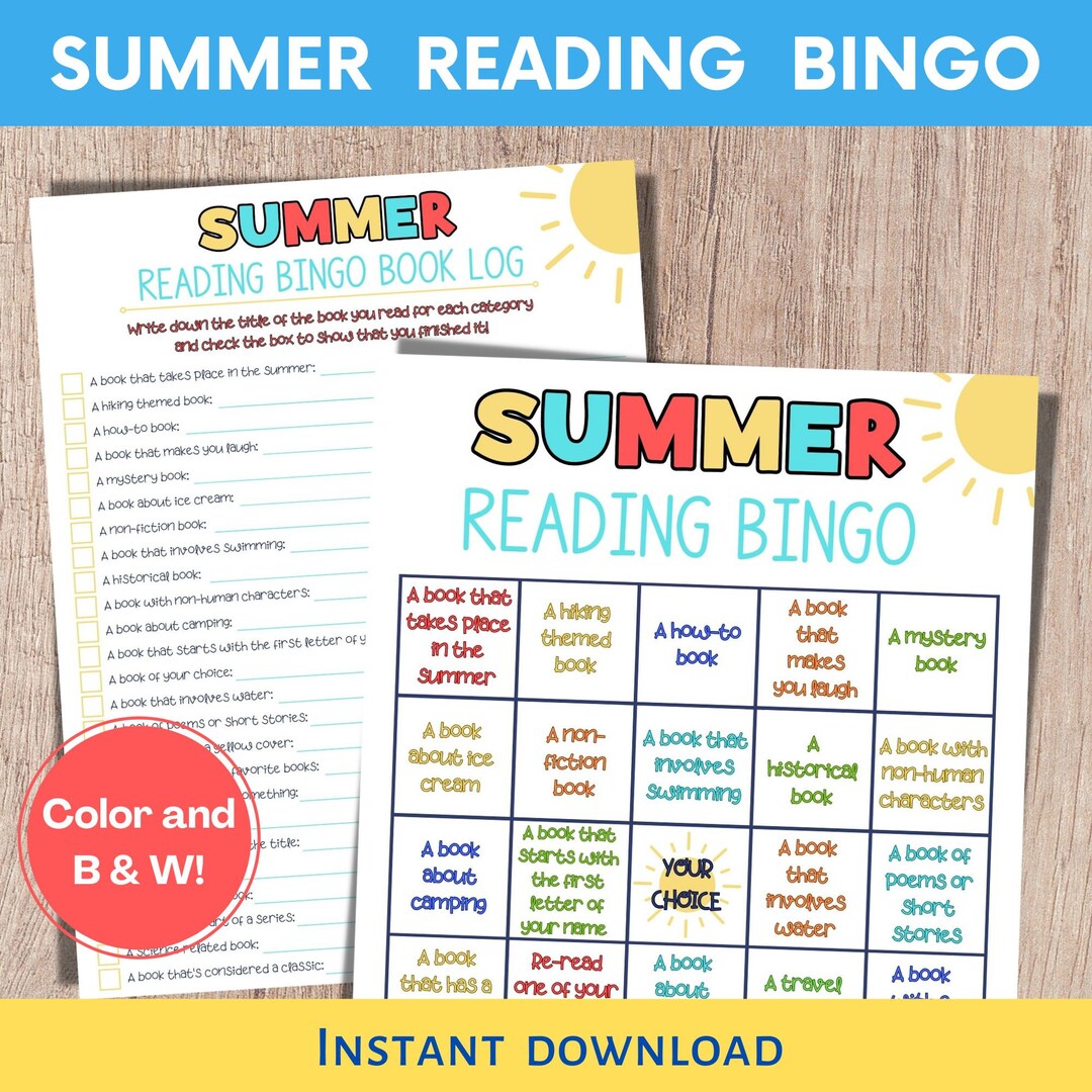 Summer Reading Log, Kids Reading Chart, Summer Reading Bingo, Summer ...