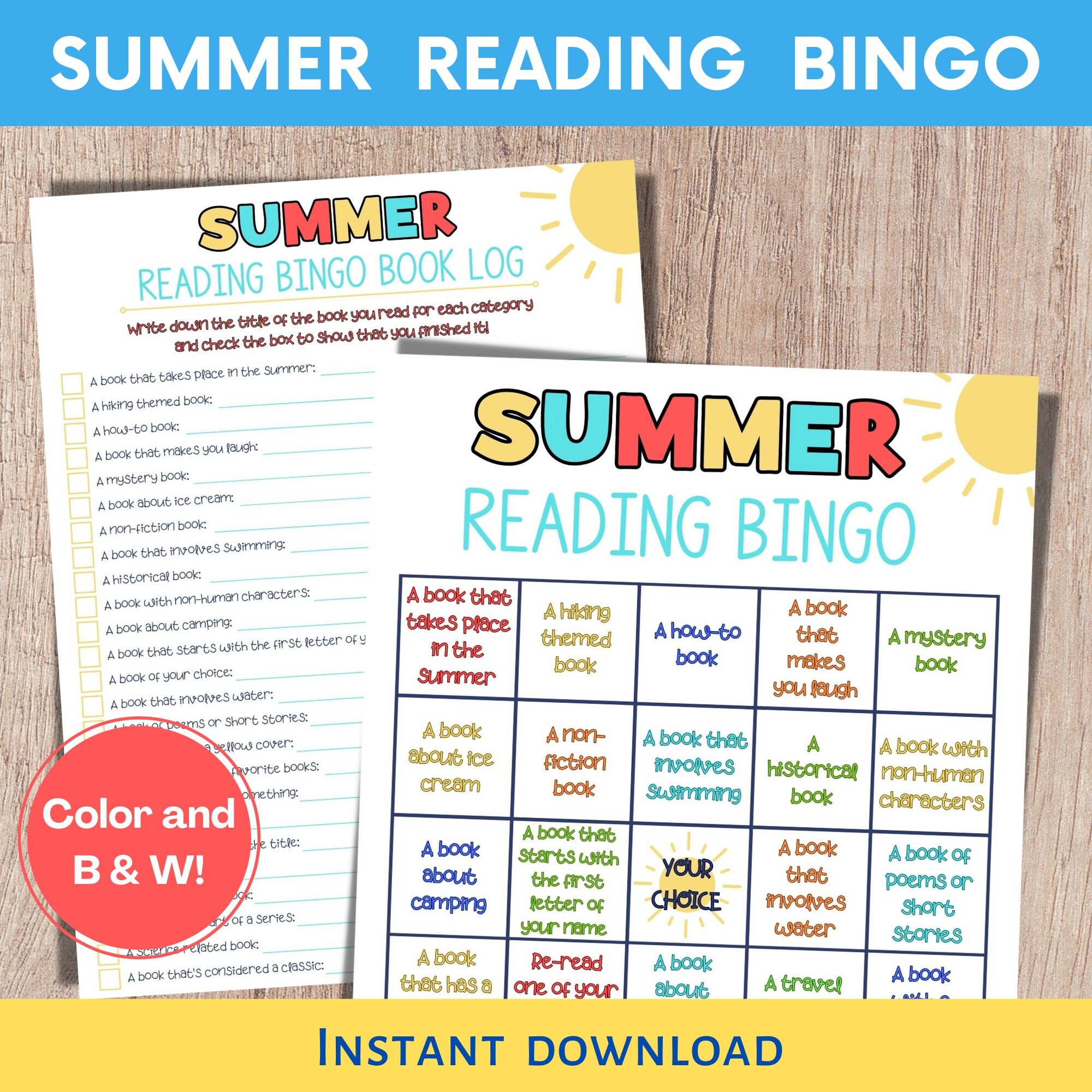 Summer Reading Log, Kids Reading Chart, Summer Reading Bingo, Summer ...