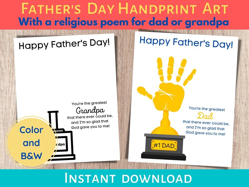 Fathers Day Handprint Craft Fathers Day Poem Handprint - Etsy