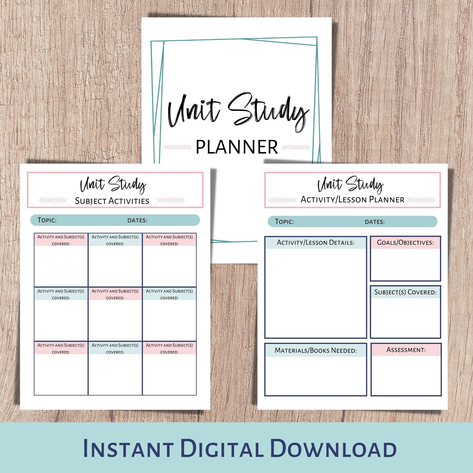 Unit Study Planner and Curriculum Planner Bundle, Homeschool Printable ...