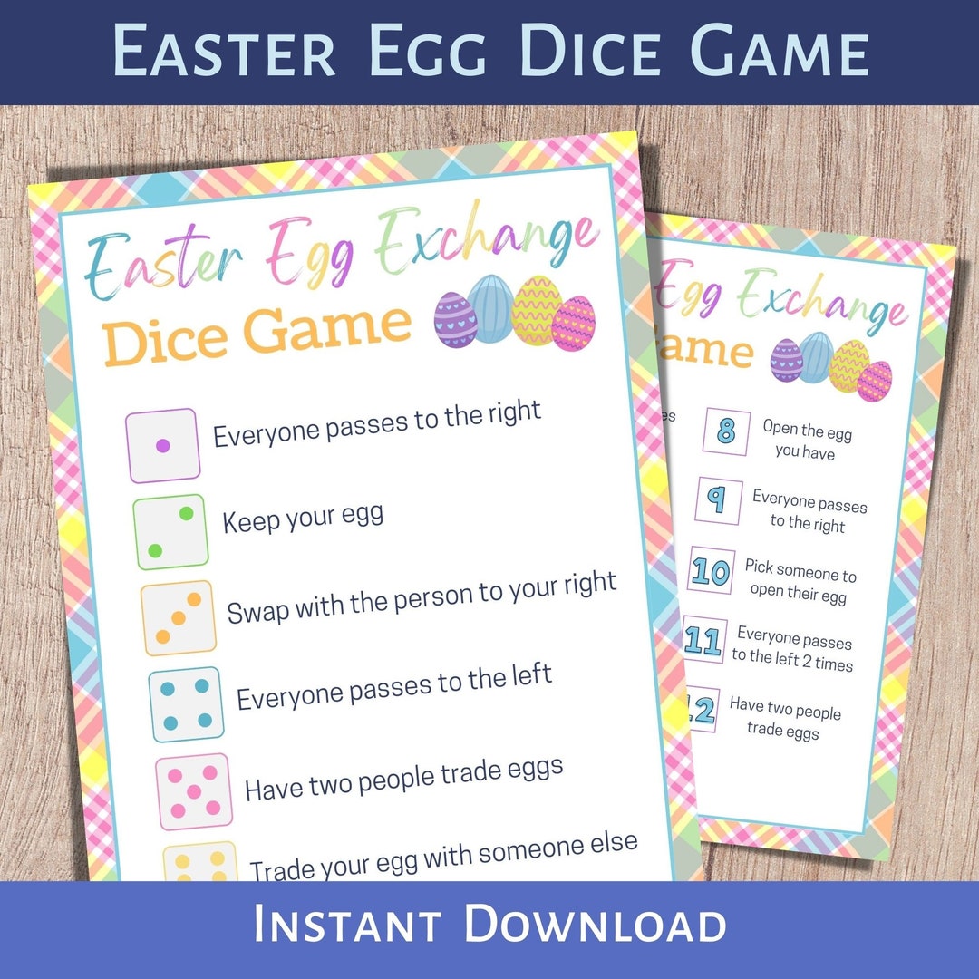 Easter Dice Game, Easter Egg Exchange Dice Game, Pass the Gift, Easter ...