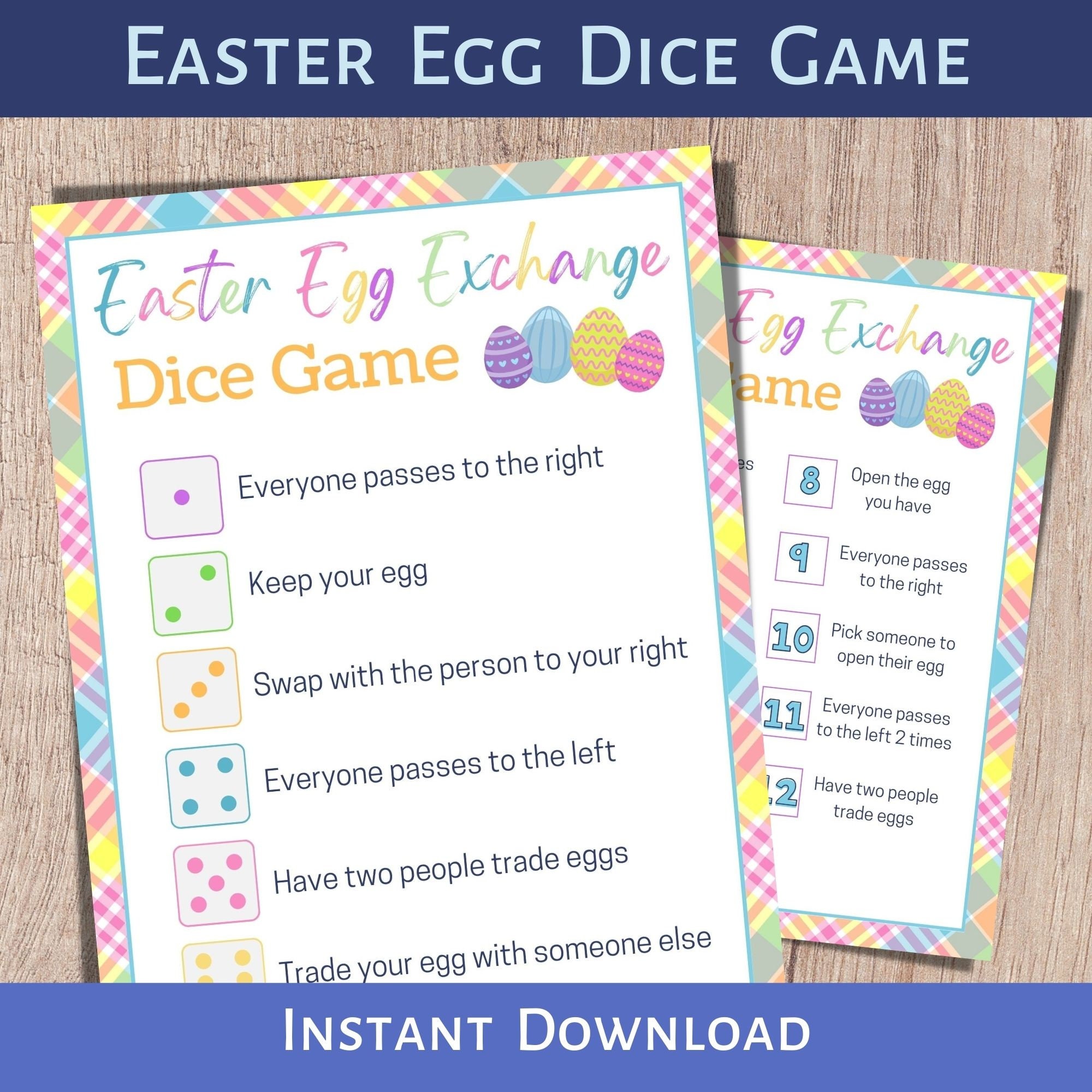 Easter Dice Game, Easter Egg Exchange Dice Game, Pass the Gift, Easter ...