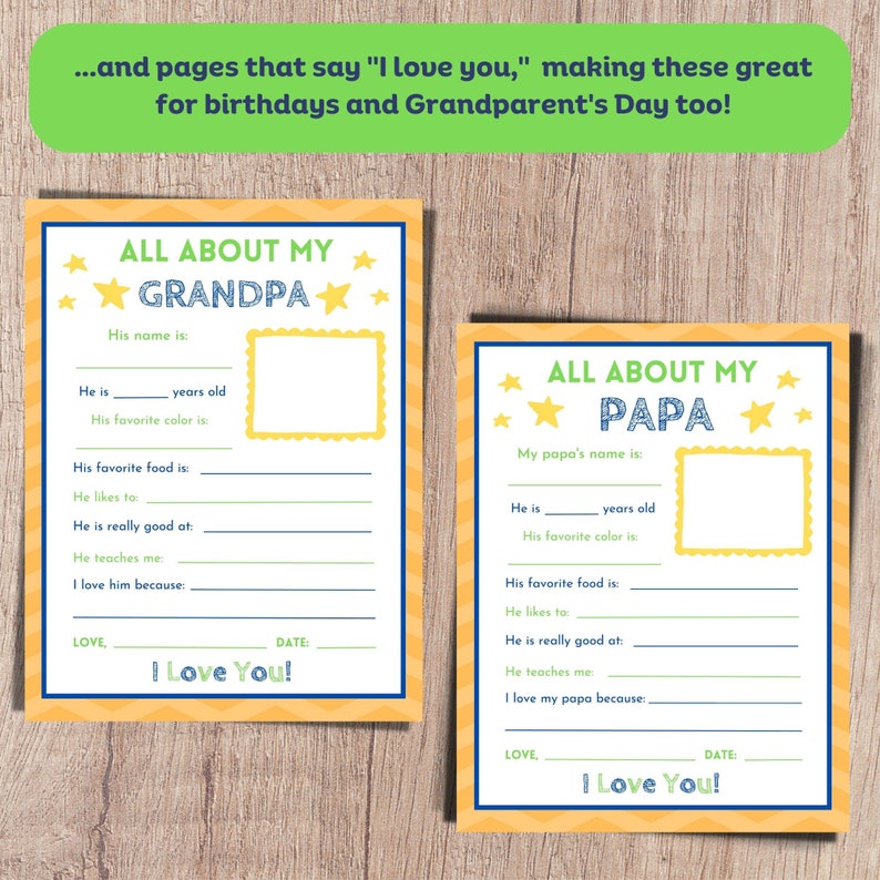 All About My Grandpa, Fathers Day Printable Craft, Grandparents Day ...