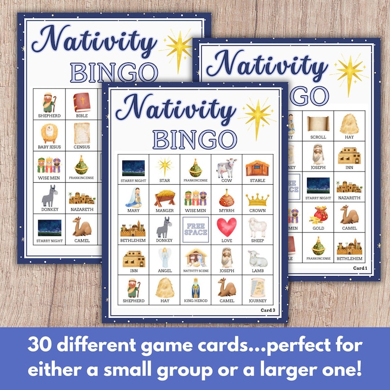 Nativity Bingo Game, Christmas Party Game, Christmas Bingo Game, Family ...