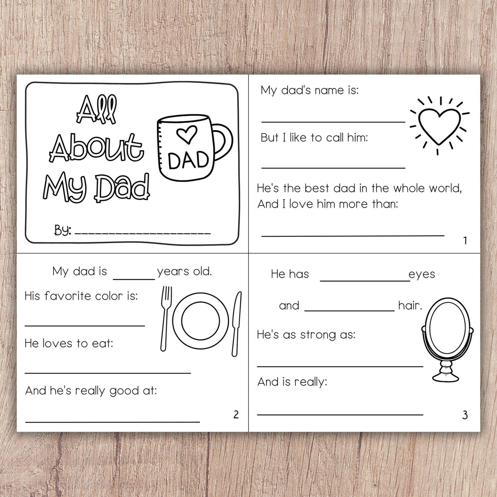 Fathers Day Mini Book, All About My Dad, Fathers Day Craft, Fathers Day ...