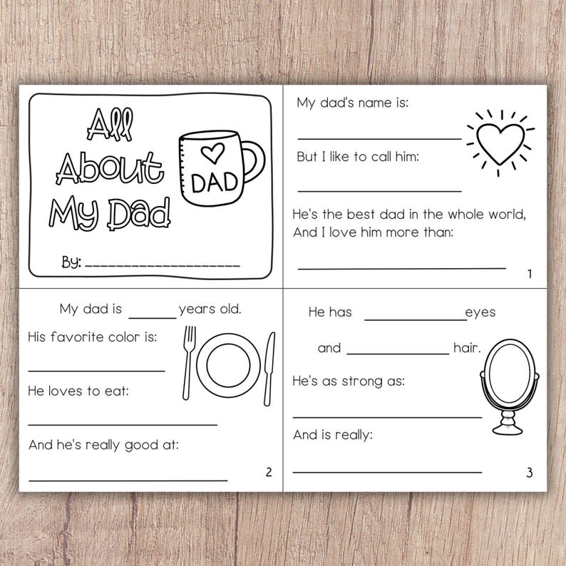 Fathers Day Mini Book, All About My Dad, Fathers Day Craft, Fathers Day ...