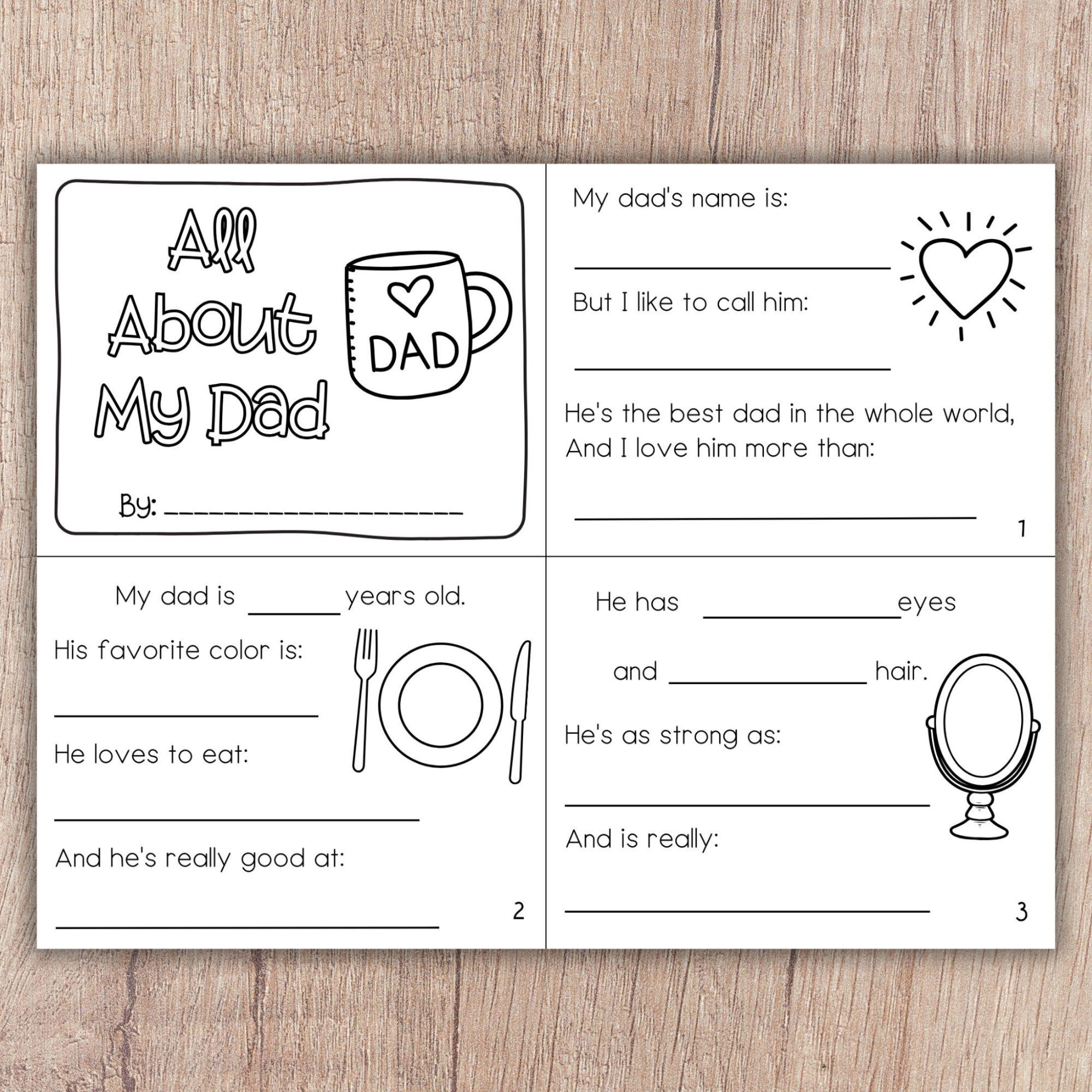 Fathers Day Mini Book, All About My Dad, Fathers Day Craft, Fathers Day ...