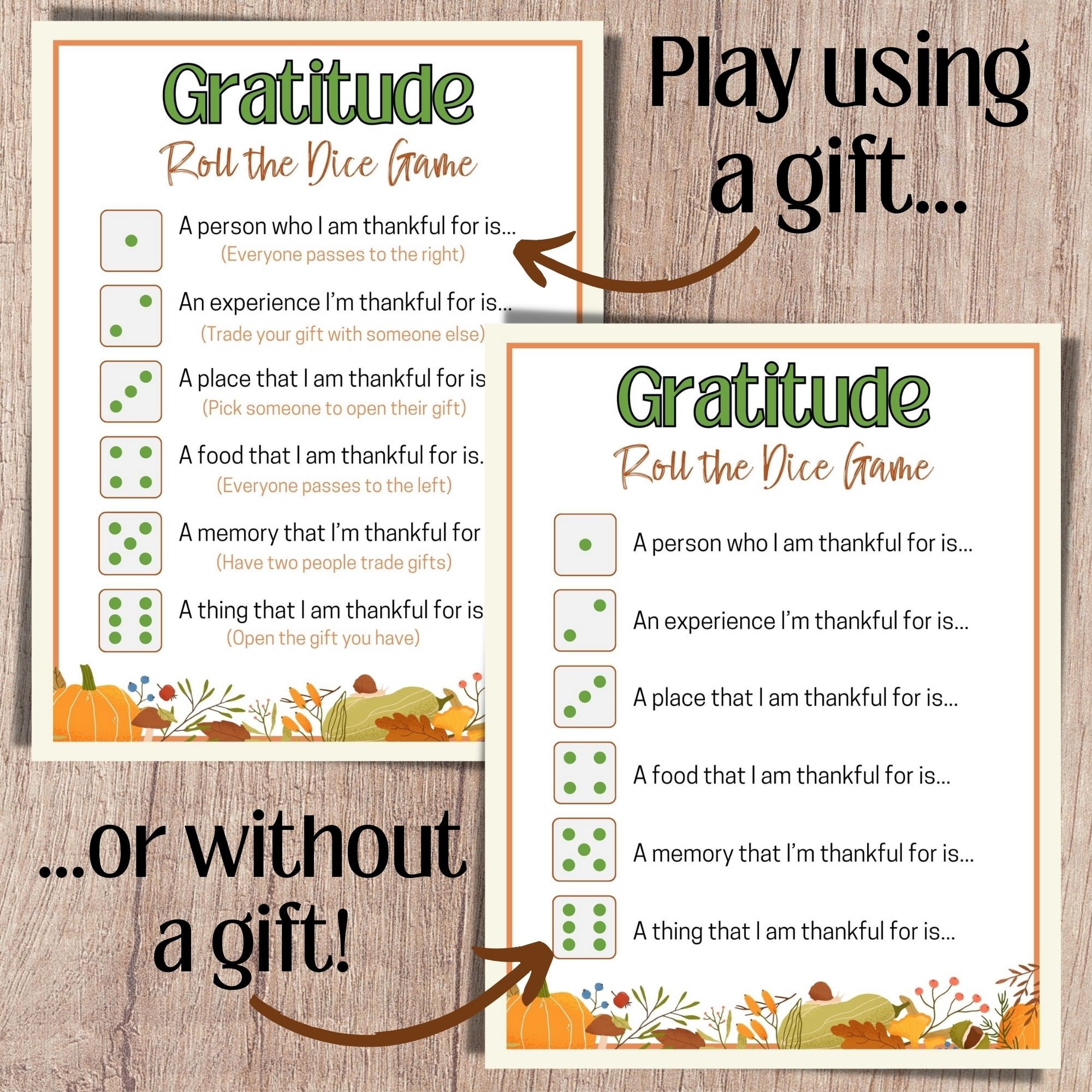 Thanksgiving Gratitude Game, Gratitude Dice Game, Thanksgiving Dice ...