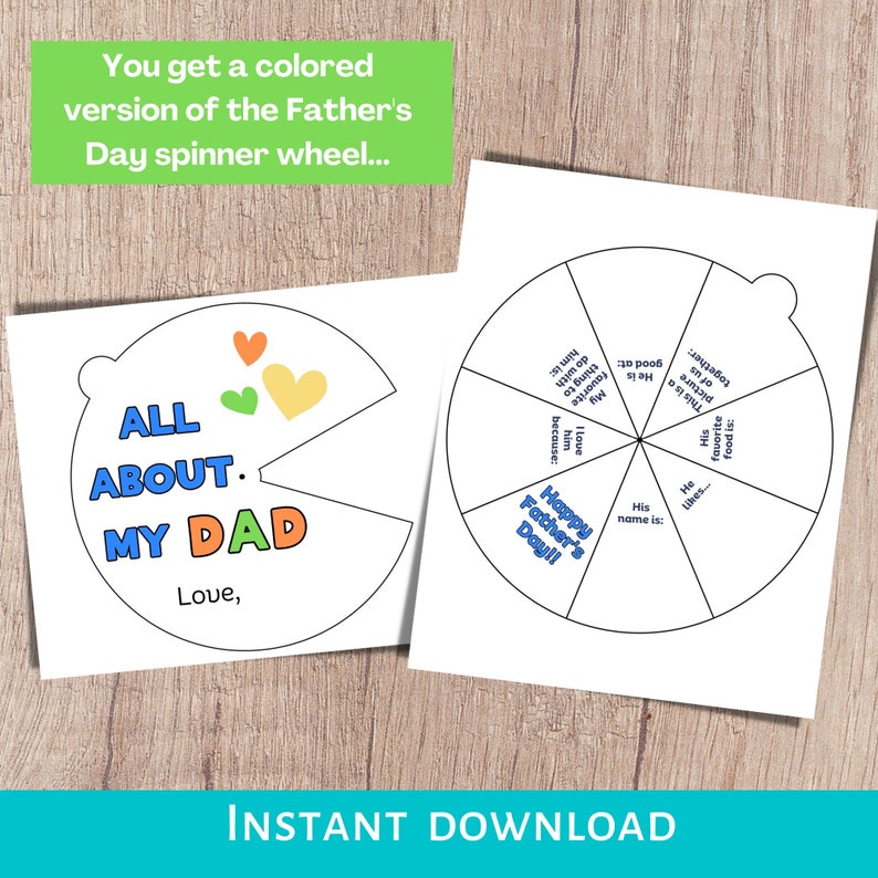 All About My Dad, Coloring Wheel, Fathers Day Printable Craft, All ...