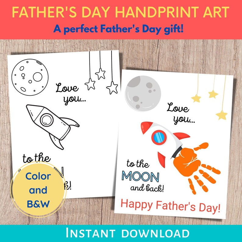 I Love You to the Moon and Back Happy Fathers Day, Handprint Printable ...