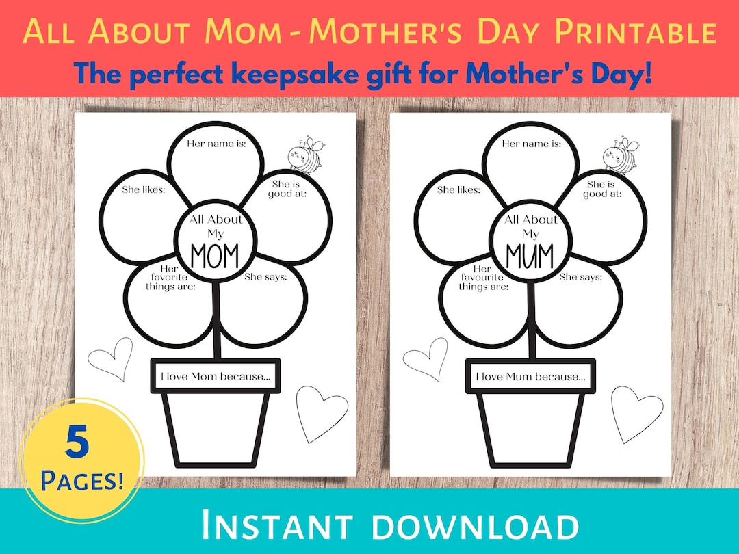 All About Mom Printable Mother's Day Questionnaire Mom - Etsy