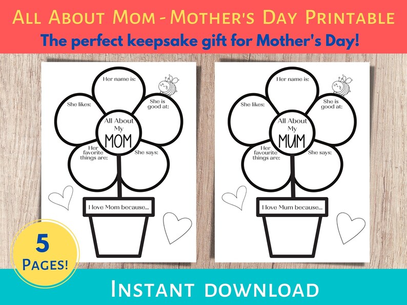 All About Mom Printable Mother's Day Questionnaire Mom - Etsy