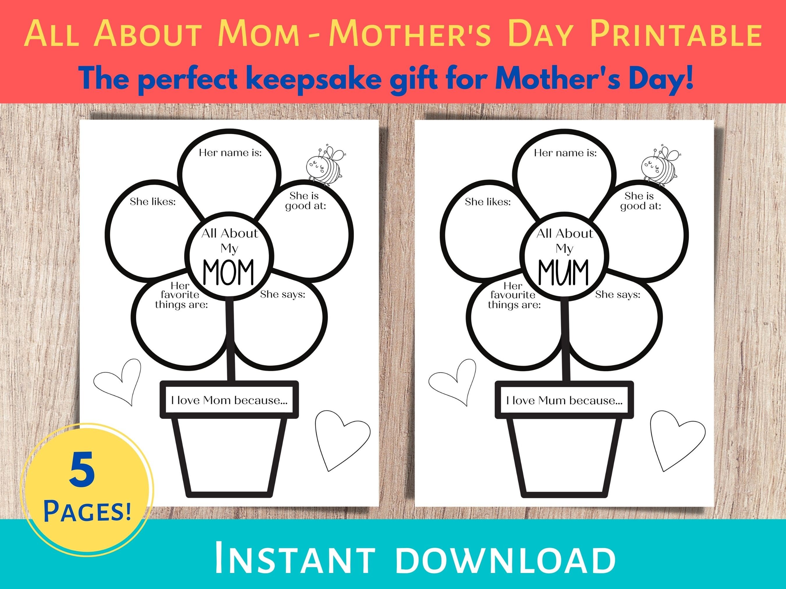 All About Mom Printable Mother's Day Questionnaire Mom - Etsy