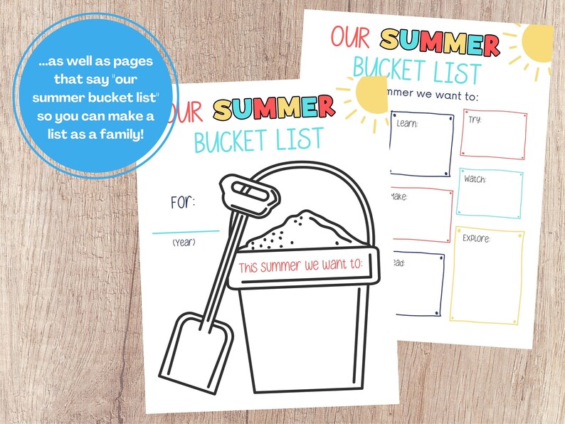 Summer Bucket List Printable Kids Summer Activity Summer - Etsy