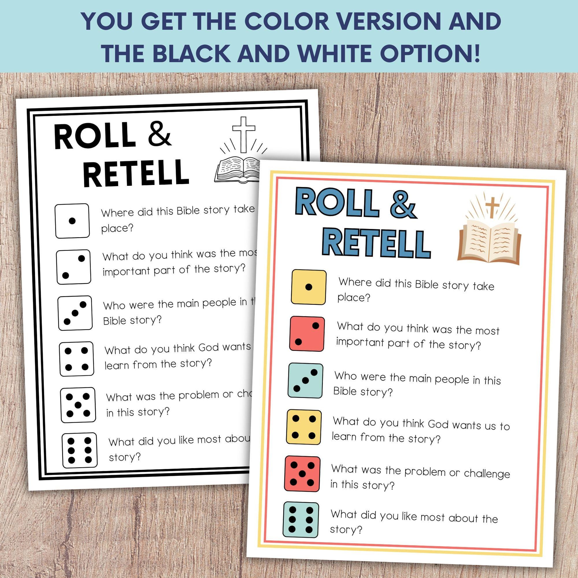 Reading Games for Kids, Bible Story Games, Roll and Retell Bible Story ...