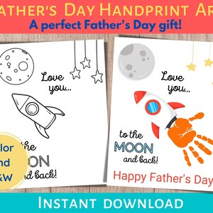 I Love You to the Moon and Back Happy Fathers Day Handprint - Etsy