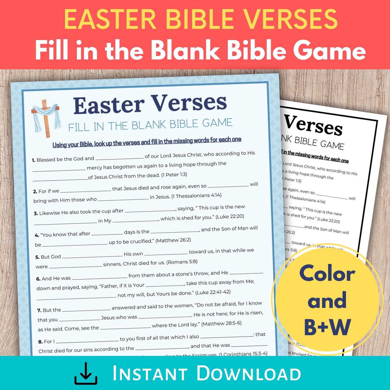 Easter Story Trivia, Bible Verse Game, Easter Bible Trivia, Holy Week ...