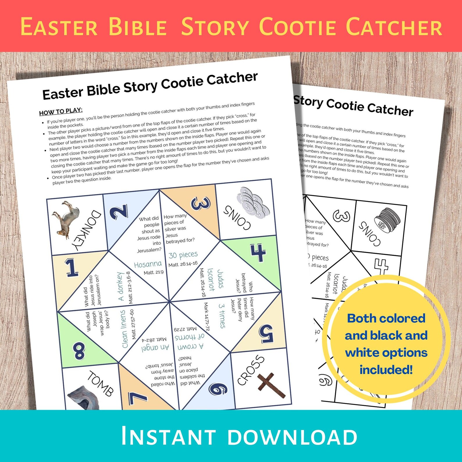 Easter Bible Story Cootie Catcher, Easter Bible Game, Easter Printable ...