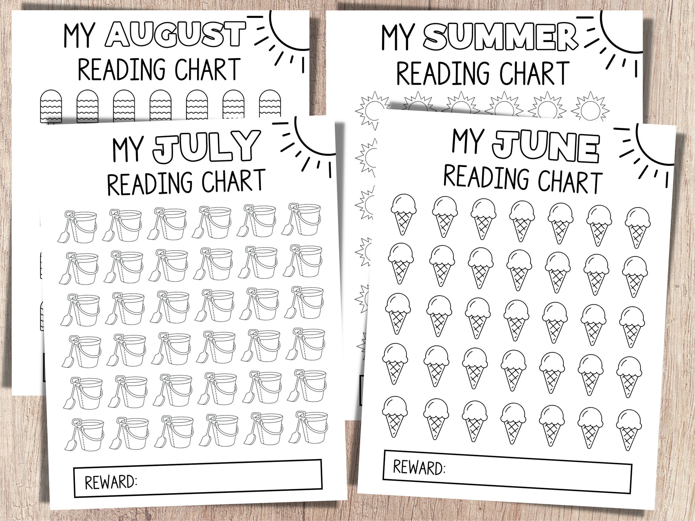 Summer Reading Chart, Summer Reading Challenge, Reading Log for Kids ...