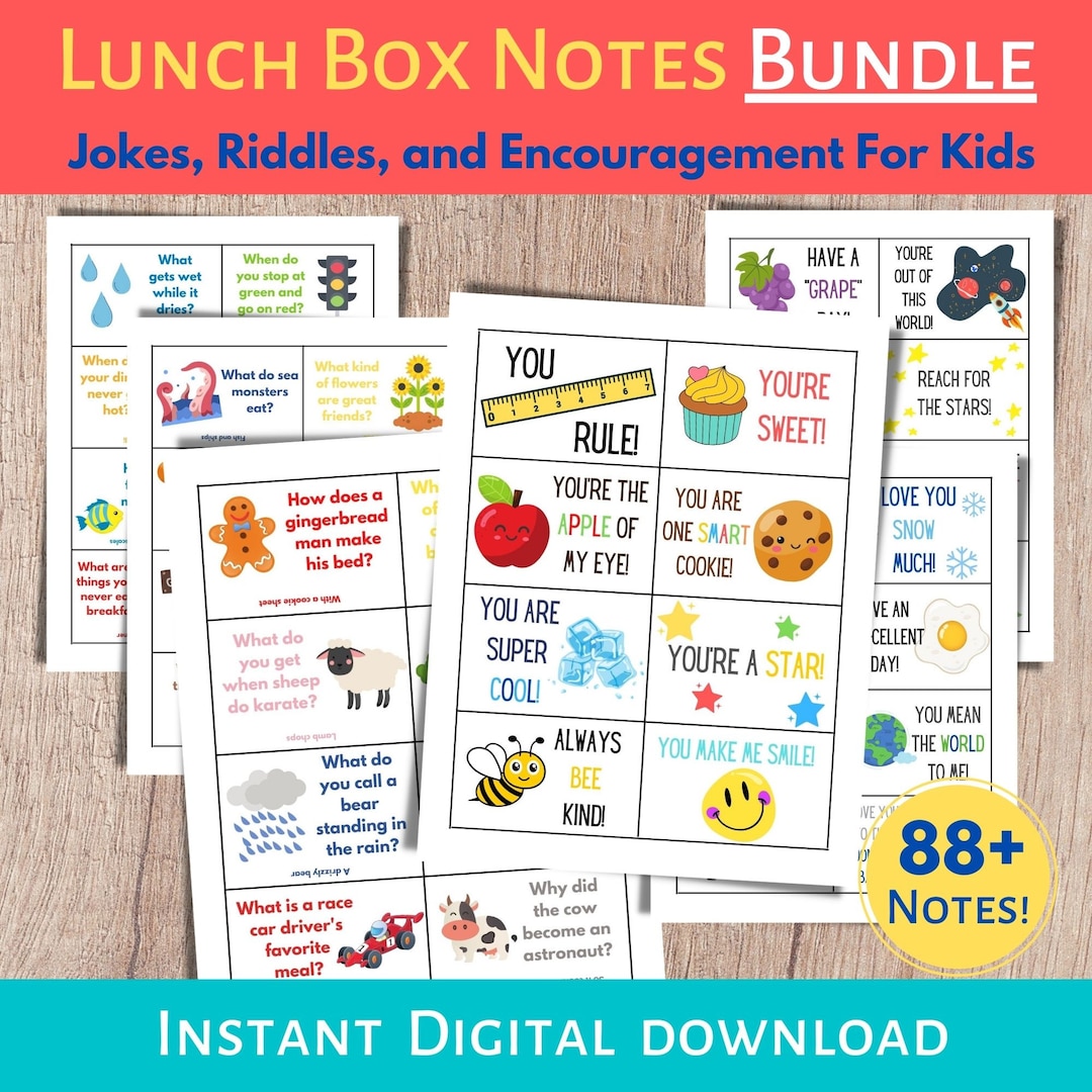Lunch Box Jokes, Lunchbox Notes, Kids Lunch Box Notes, Funny Lunch Box ...