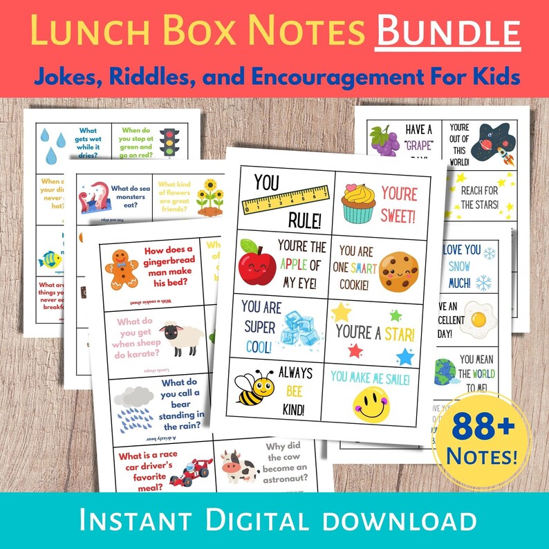 Lunch Box Jokes, Lunchbox Notes, Kids Lunch Box Notes, Funny Lunch Box ...