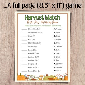 Harvest Bible Match Game, Thanksgiving Trivia, Church Games, Fall ...