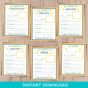 All About My Grandpa, Fathers Day Printable Craft, Grandparents Day ...