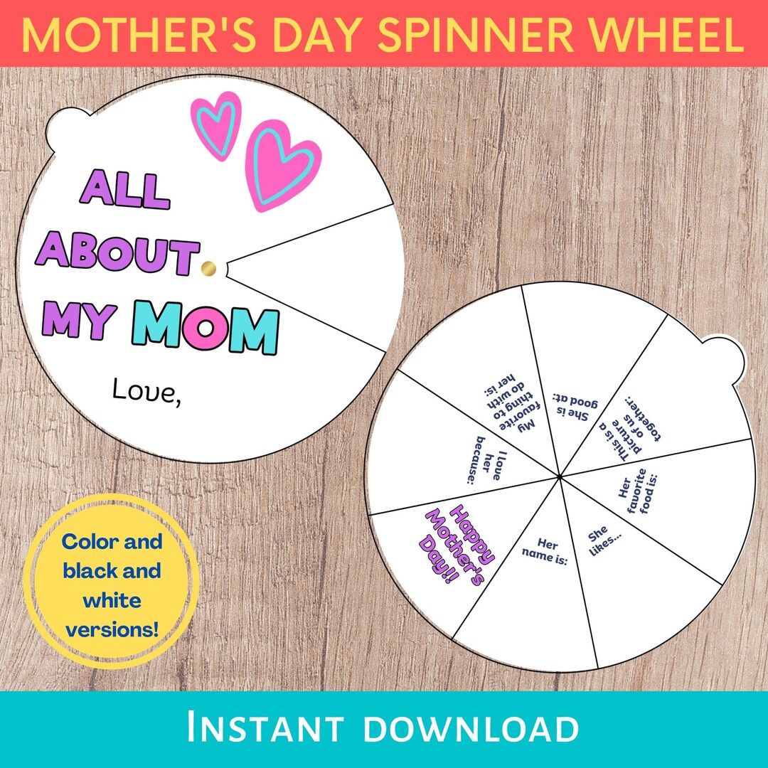All About Mom Printable, Coloring Wheel, Mother's Day Questionnaire ...