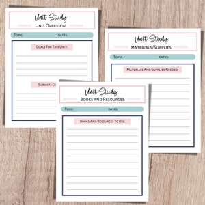 Printable Unit Study Planner, Homeschool Lesson Planner, Printable Unit ...