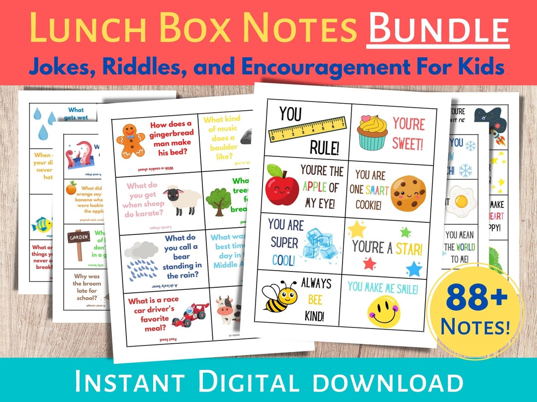 Lunch Box Jokes Lunchbox Notes Kids Lunch Box Notes Funny - Etsy