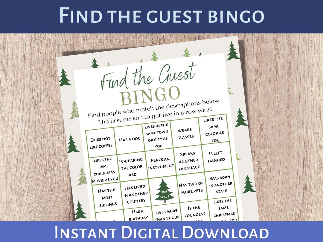 Find the Guest Christmas Party Game, Christmas Bingo Printable, Holiday ...