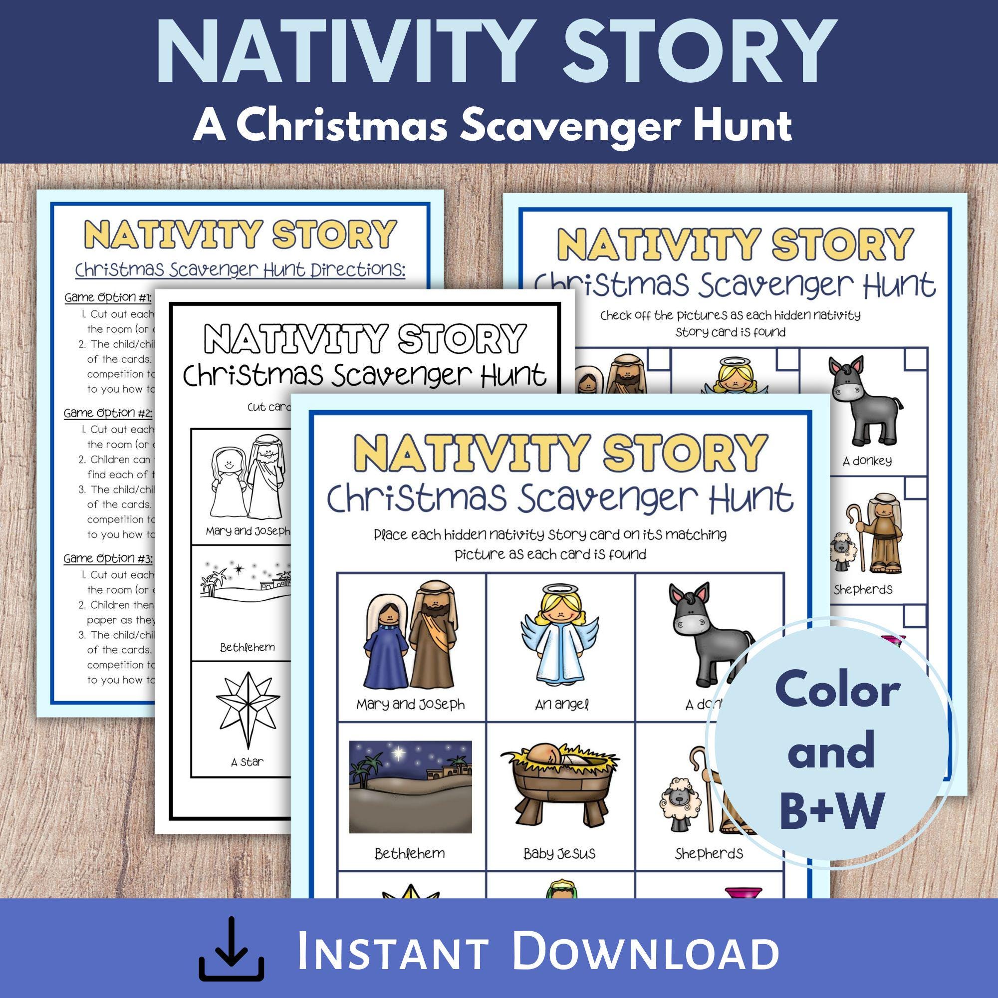 Nativity Scavenger Hunt, Christmas Scavenger Hunt, Hide and Seek Game ...