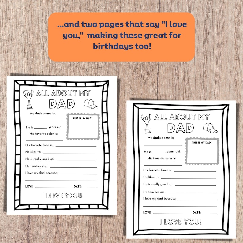 All About My Dad, Fathers Day Printable Craft, All About My Dad ...