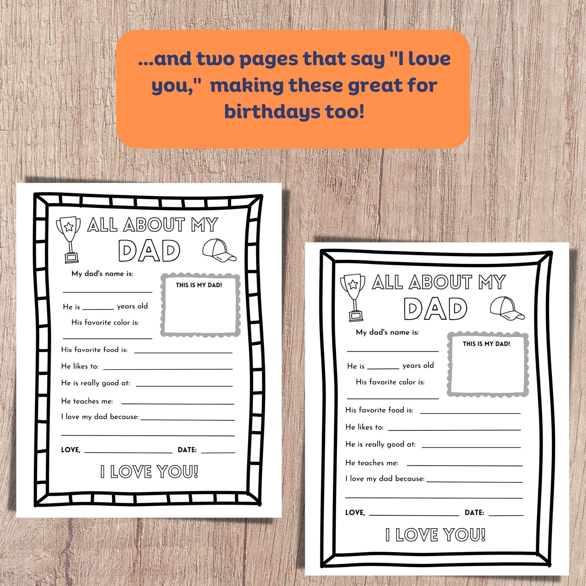 All About My Dad, Fathers Day Printable Craft, All About My Dad ...