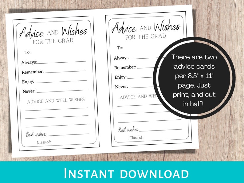 Graduation Advice Cards Printable Graduation Keepsake 2023 - Etsy