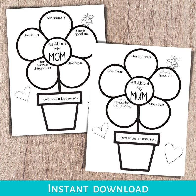All About Mom Printable, Mother's Day Questionnaire, Mom Gift From Kids ...