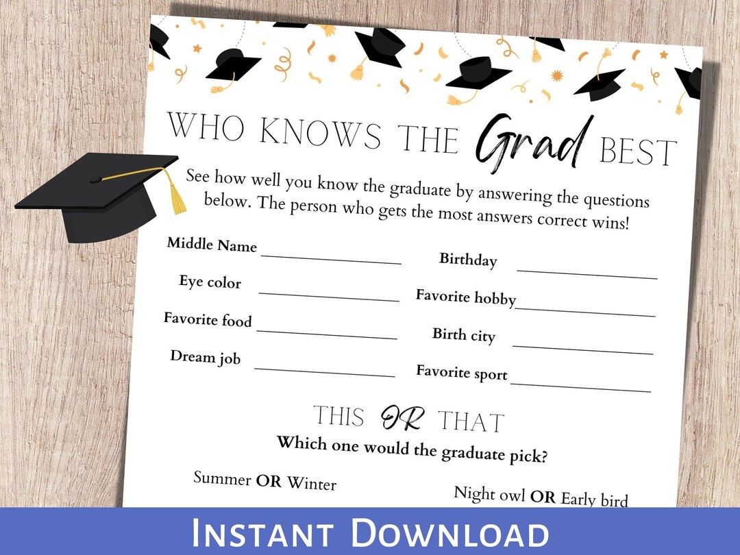 Graduation Games Who Knows Grad Best Graduation Games - Etsy