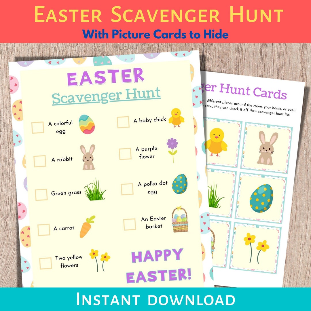 Easter Scavenger Hunt for Little Kids, Treasure Hunt, Indoor Scavenger ...
